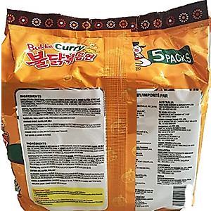 Samyang Fire Hot Curry Flavored Chicken Ramen Noodles Pack of 5, Korean Ramen Noodles