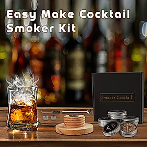 Cocktail Smoker Kit,Four Kinds of Wood Smoker Chips for Whiskey and Bourbon. Infuse Cocktails, Wine, Whiskey, Cheese, Salad and Meats. for Your Friends, Husband, Dad,Christmas gift