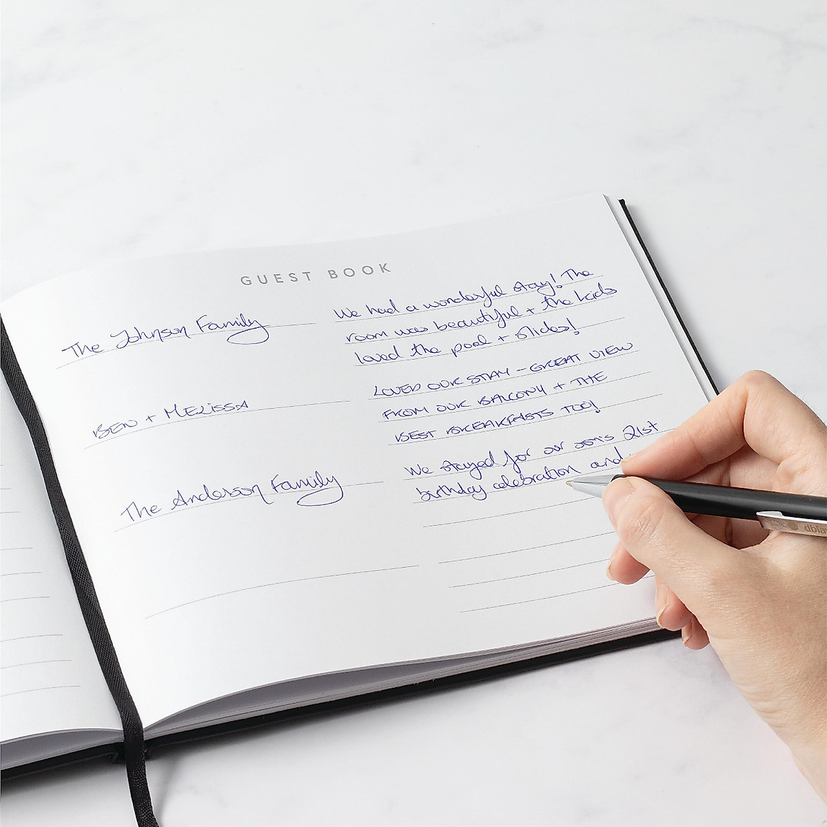 Useful Co. Black Guest Book, Use as Guest Book Wedding Reception, Sign in Book, Guest Book for Vacation Home, Funeral Guest Book, Hardbound Guestbook, Leather Cover, 112 Pages, 9 x 7 Inches