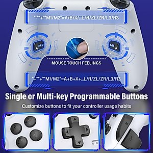 Switch Controller, Wireless Switch Controller for Switch/Switch Lite/Switch OLED, Extra Switch Controller with Paddles, Programmable Switch Remote Control with Back Buttons,Wake-up,Turbo-White