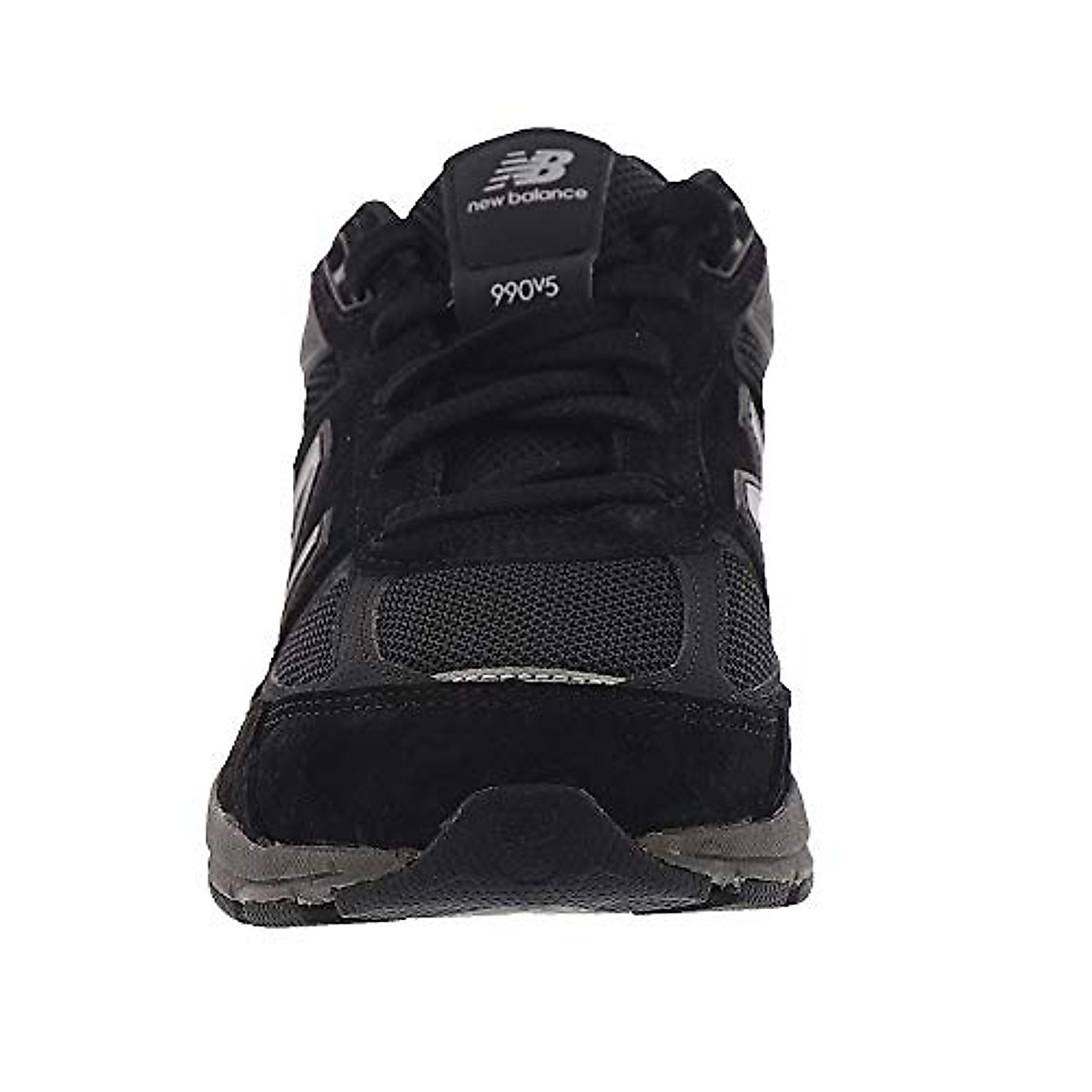 New Balance 990 V5 Lace-Up Sneaker, Black/Silver, 4 Wide US Unisex Big_Kid