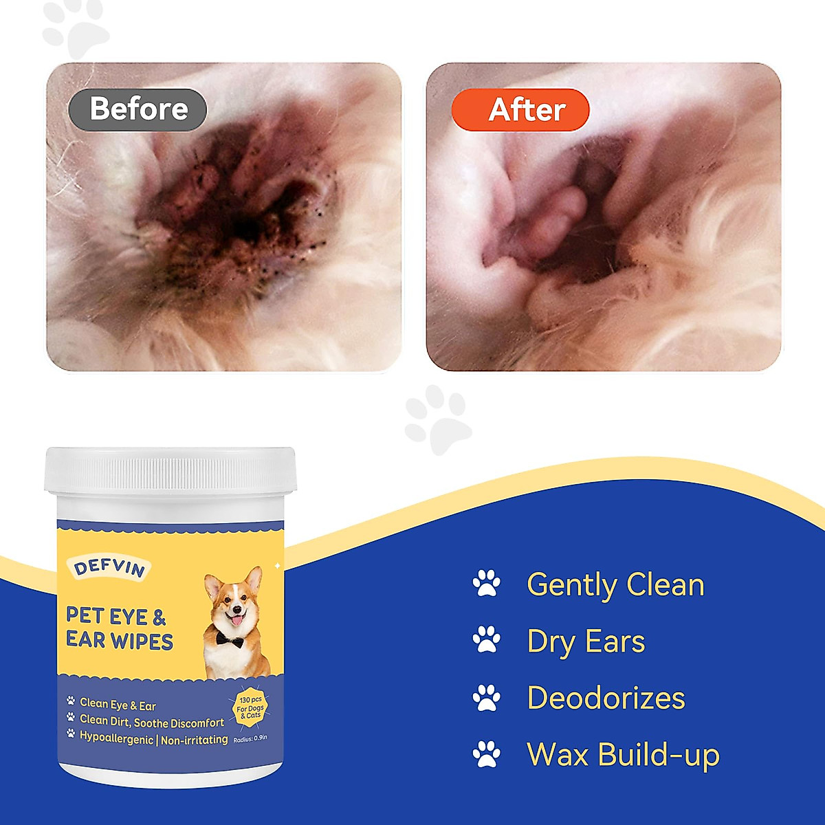 Pet Health Care Kit for Dogs & Cats - Includes Paw Cleaner, Eyes & Ear Wipes, Teeth Cleaning Wipes - Provide a Deep Clean Safe, Gently Remove Tear Stain, Remove Plaque and Tartar