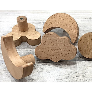 Tsnamay 5Pcs Stars Wooden Wall Hat Peg,Wood Coat Hooks for Hanging Hats,Caps,Bags (5 x Stars)