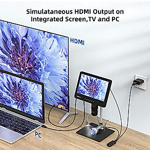TOMLOV DM601 HDMI Digital Microscope for Adults, 3 Lens Soldering Microscope, Coin Microscope Full View, Upgraded 7" IPS Premium Screen, 2K Video Microscope Camera, Biological Microscope Kit, 64GB SD