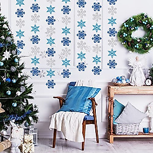 AnyDesign 54Pcs Snowflake Garland Decorations White Blue Glitter Hanging Snowflake Decorations Snowflake Banner for Christmas Winter Wonderland Party Baby Shower Birthday Decoration