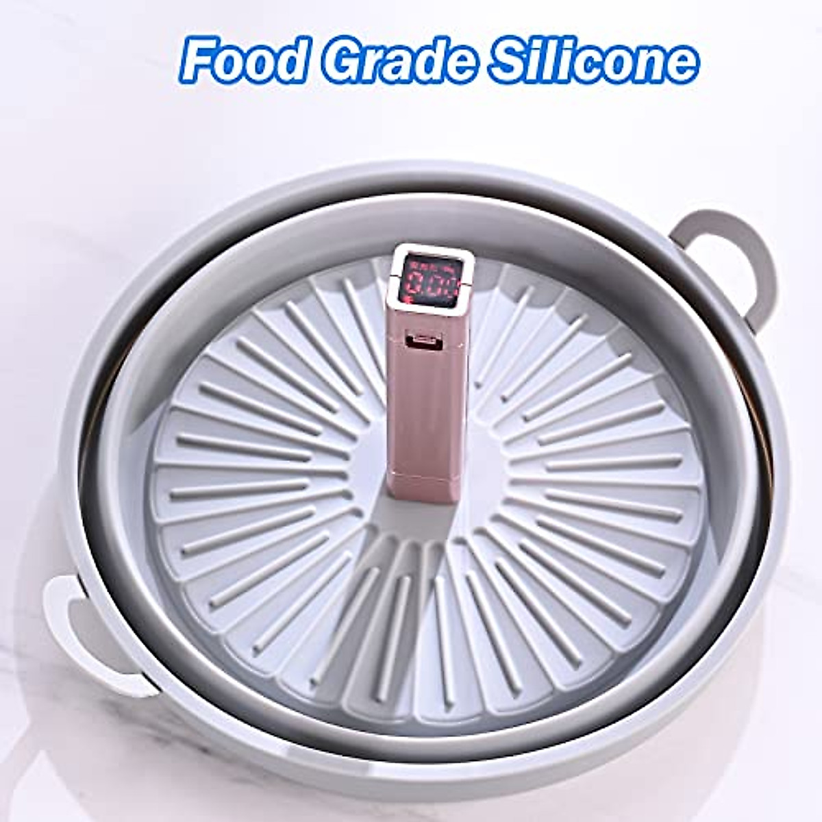 Foldable Air Fryer Silicone Pot, Air Fryer Silicone Liners Food Safe Non Stick Air Fryer Basket Oven Accessories, Reusable Replacement of Flammable Parchment Liner Paper Fits 5 Qt or Bigger Air Fryer