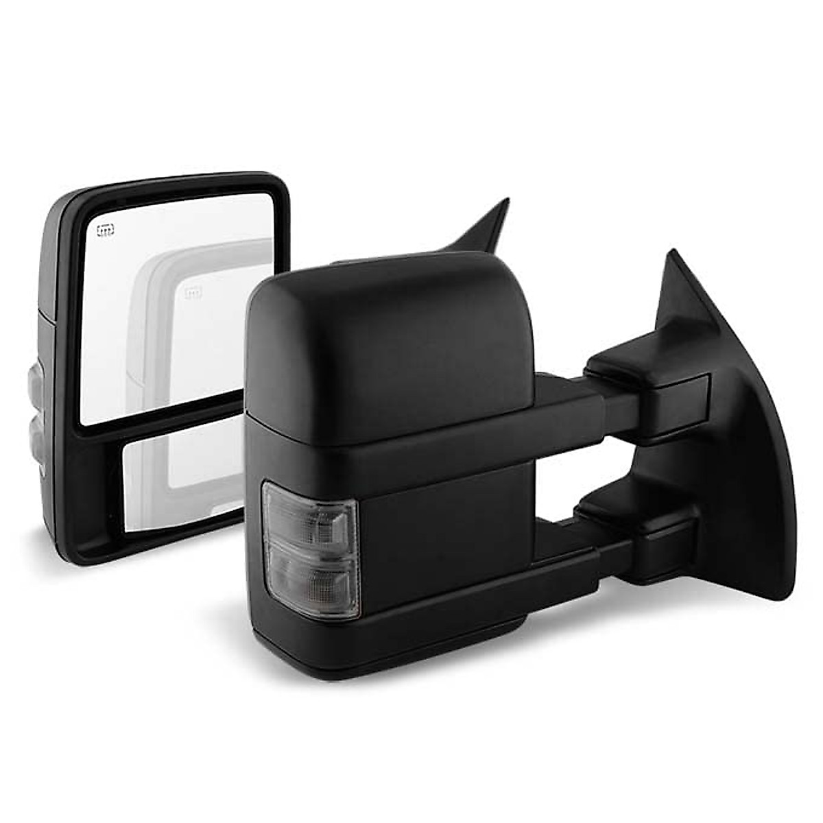 AKKON - For 2008-2016 F250 F350 F450 F550 SuperDuty Smoked Extendable Towing Manual Telescoping Wide Angle Side Mirrors Pair