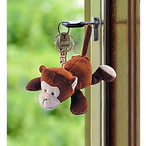 Puzzled Monkey Plush Keychain Stuffed Animal Toy - Soft Wild Life Animal Brown Chimp Charm Keyring, Cute Decorative Plush Toy Accessory Fun Buddy - 4 Inches