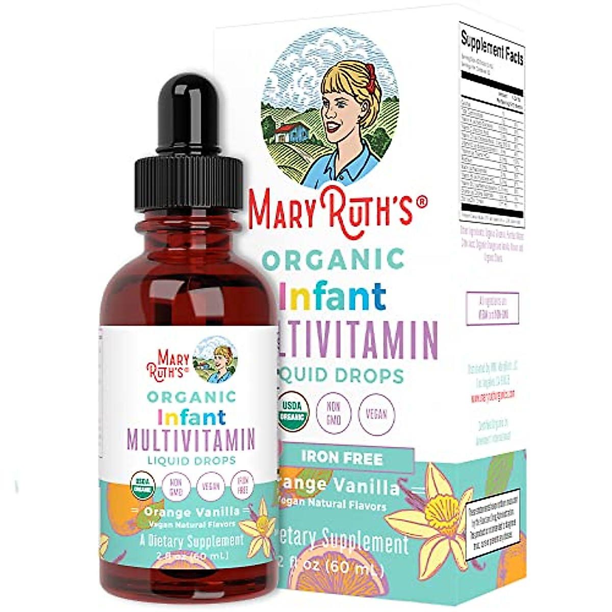 USDA Organic Multivitamin Liquid Drops for Infant & Infant Liquid Ionic Zinc Bundle by MaryRuth's | Immune Support & Overall Wellness | Vegan | Non-GMO | Gluten Free.