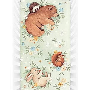 Rookie Humans 100% Cotton Sateen Fitted Crib Sheet: Enchanted Meadow. Modern Nursery, Use as a Photo Background for Your Baby Pictures. Standard Crib Size (52 x 28 inches)