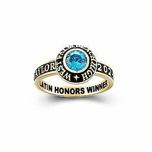 JNJ Women's Class Ring, personalized for high school and college graduates, Sterling Silver, Birthstone Class Ring, Classy collection-Jour Nouveau Jewelry (Platinum)