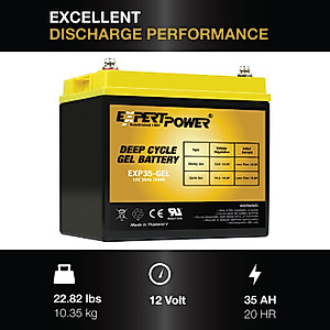 ExpertPower 12V 35AH Gel Battery for Pride Mobility BATLIQ1001 AGM U1