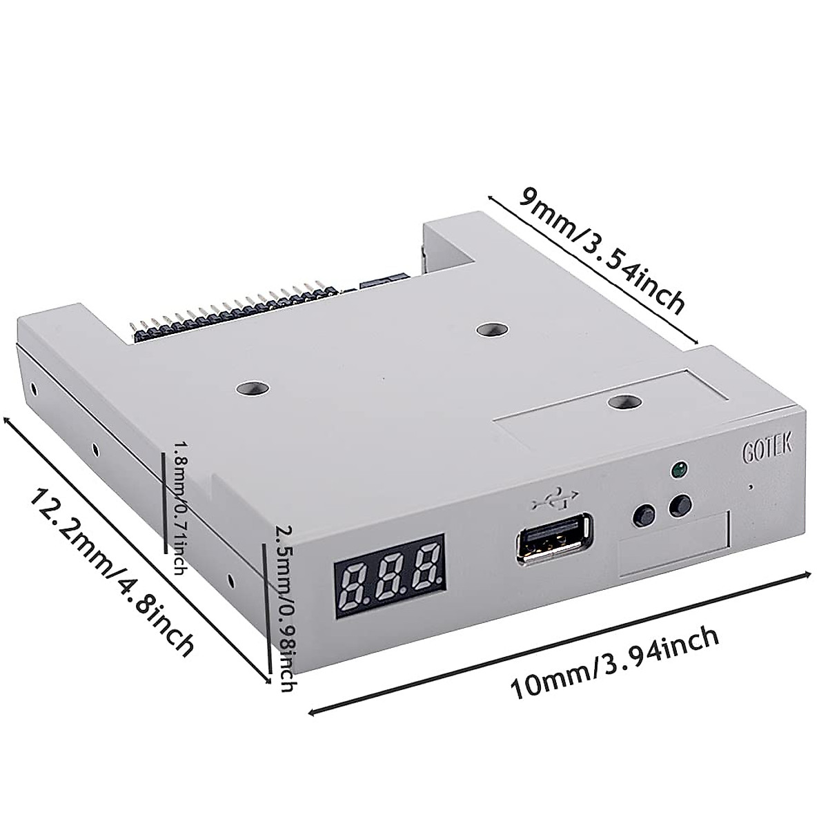 GoTEK SFR1M44-U100 3.5 Inch 1.44MB USB SSD Floppy Drive Emulator Grey