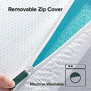 ZINUS 3 Inch Ultra Cooling Gel Memory Foam Mattress Topper with Cooling Cover, CertiPUR-US Certified, Queen, White