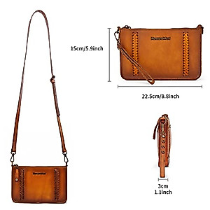 Montana West Crossbody Bags for Women Genuine Leather Cell Phone Purse Wallet Shoulder Bag Travel Purse MWG01-9063BR