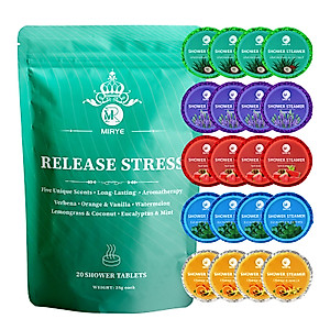 MR Shower Steamers Aromatherapy, 20-Pack Shower Bombs Organic with Verbena, Orange&Vanilla, Watermelon, Lemongrass&Coconut, Eucalyptus&Mint Essential Oil, Birthday Mothers Day Gifts for Her