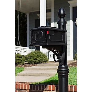 Architectural Mailboxes Stratford Plastic Mailbox and Post Kit, SC000BAM, Black, Medium Capacity