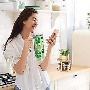 RPLIFE Green Clovers 40 Oz Tumbler, Stainless Water Bottle, Insulated Cups with Lids