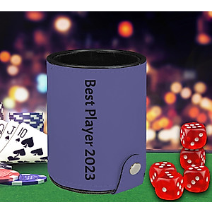 Personalized Set of Dice Cup with Storage Compartment Customized PU Leather Dice Cup with 5 Red Dice Custom Gift (Rustic/Gold)
