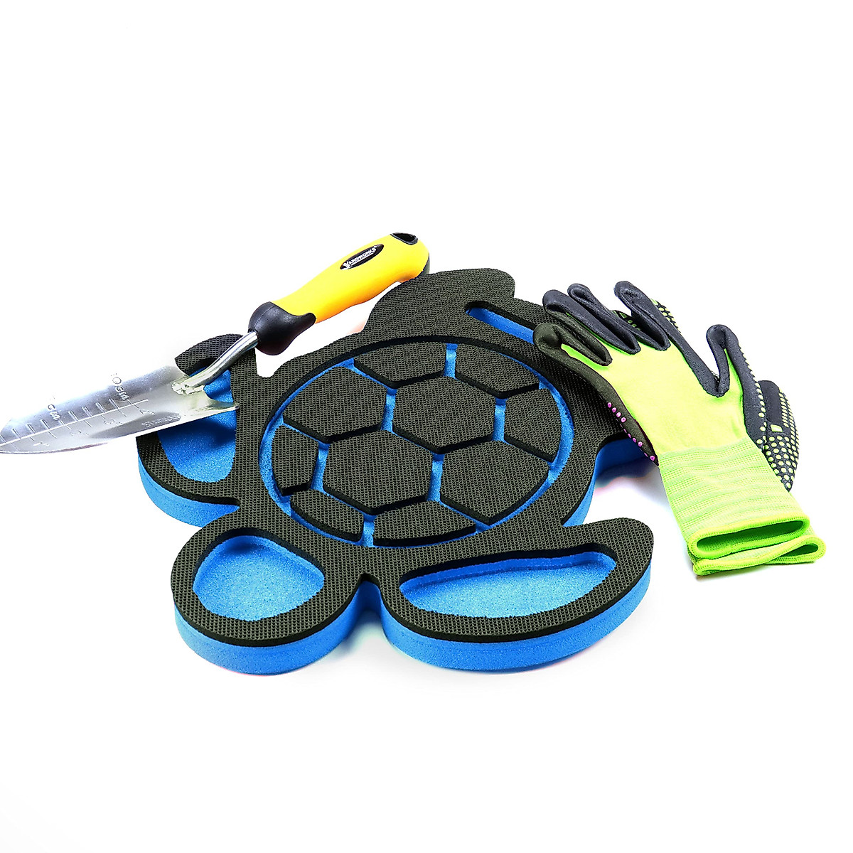 Polar Whale Portable Gardening Kneeling Pad Sea Turtle Shaped Blue and Black Knee Cushion with Tool Pocket for Home Work Automotive Workshop Durable Thick Comfortable High Density Waterproof Foam