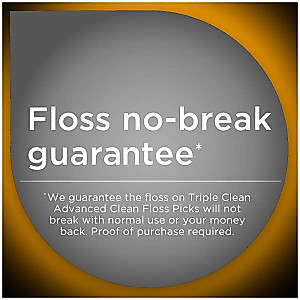 DenTek Triple Clean Advanced Clean Floss Picks, No Break & No Shred Floss, 90 Count, (Pack of 3)