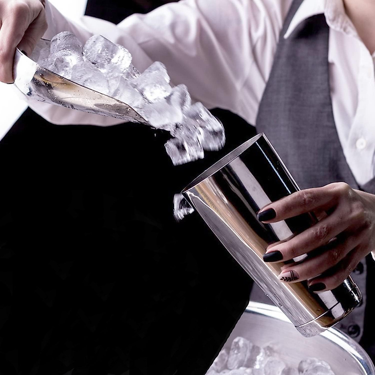 Stainless Steel Ice Picks Crushed Ice Tool With Safety Cover Bar Tools Ice Crushers Chisel Ice Cube Awl Sharp Cone With Non-Slip Handle (Silver)