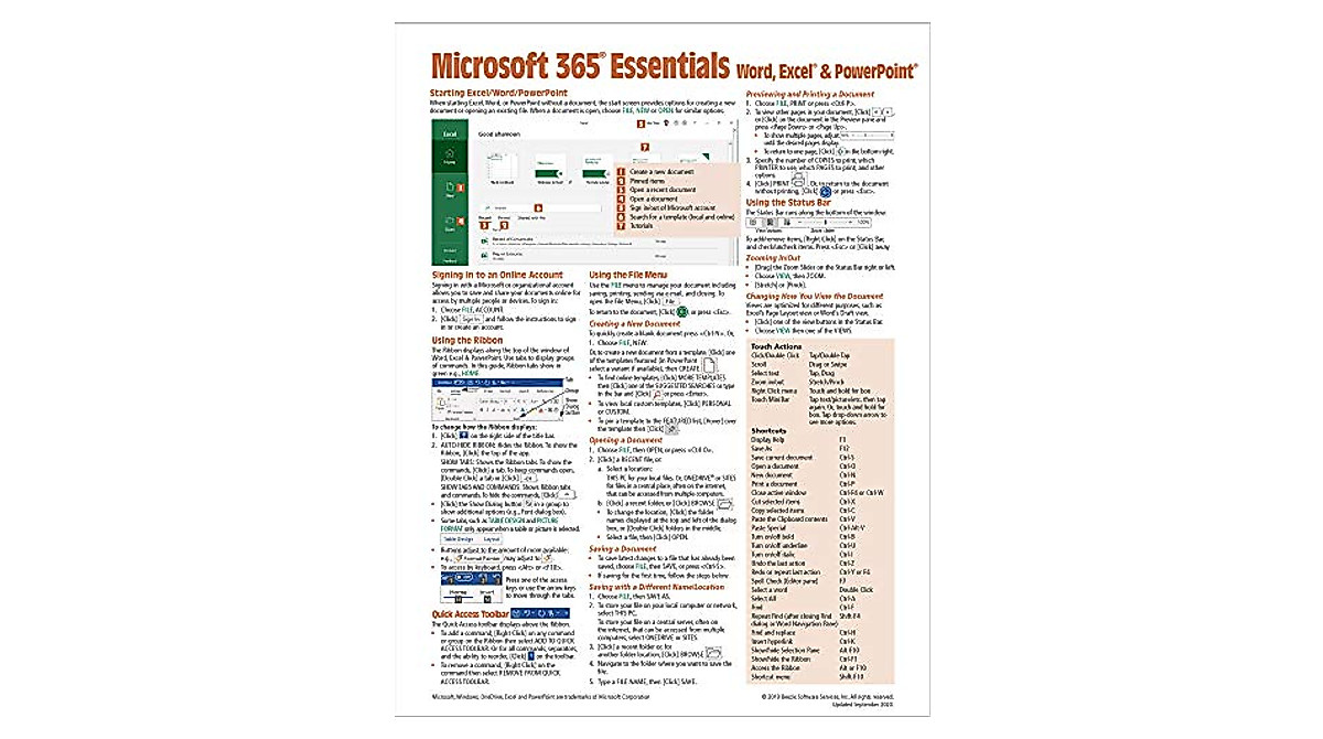 Microsoft 365 Quick Reference Guide for Word, Excel & PowerPoint