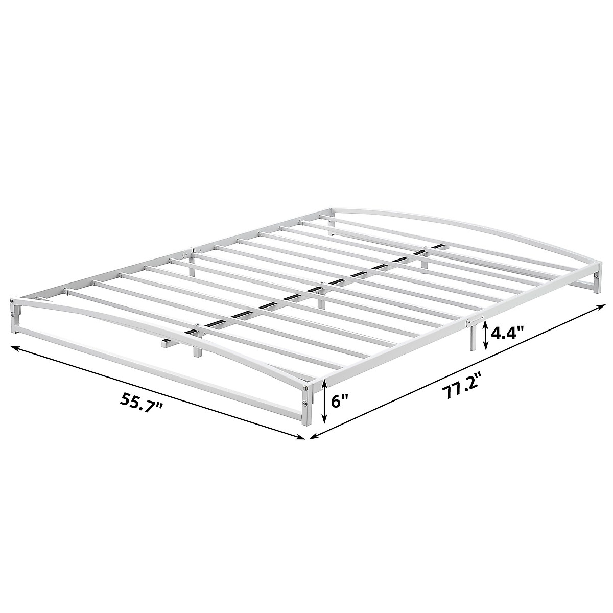 IDEALHOUSE Low Profile Full Bed Frame, 6 Inch Heavy Duty Metal Full Size Platform Bed Frame, Mattress Foundation with Steel Slat Support, No Box Spring Needed, Easy Assembly, White