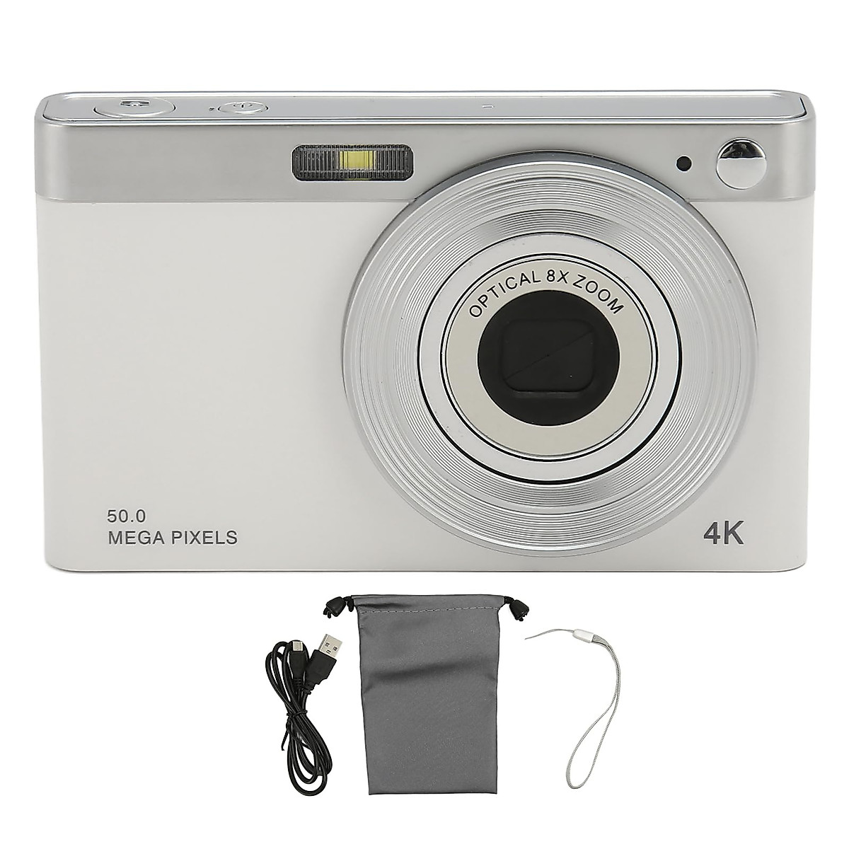 Compact Small Camera, 4K Video Output 50MP 16X Zoom Vlogging Camera for Ceremony (White)