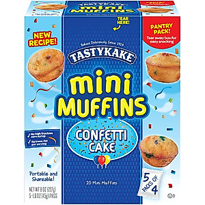 TastyKake Confetti Cake Mini Muffins, 5 Pouches per Box, 8 Oz, 8.0 Oz - 3 Pack