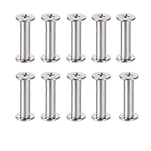 Juvielich 10 Sets Screw Post Fit for 3/16"(5mm) Hole Dia,Binding Screws Female M5x45mm Belt Buckle Binding Bolts Leather Fastener for Scrapbook Photo Albums Binding,Leather Bags,Boots,DIY Enthusiasts