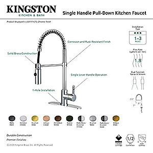 Kingston Brass LS8776CTL Continental Pre-Rinse Kitchen Faucet, 8" in Spout Reach, Naples Bronze