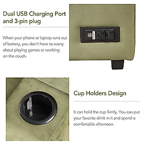 Linen L-shape Reversible Sleeper Sectional Sofa Couch with Storage Ottoman, 2 in 1 Pull Out Convertible Sofa Bed with Cup Holders and USB Charging Port for Living Room Apartment Office (Green-LI)