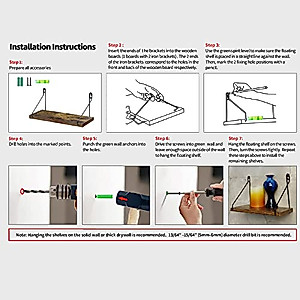 Shelves for Wall Storage, Wall Mounted Shelf for Bedroom Living Room Bathroom Kitchen, Brown (Set of 2)