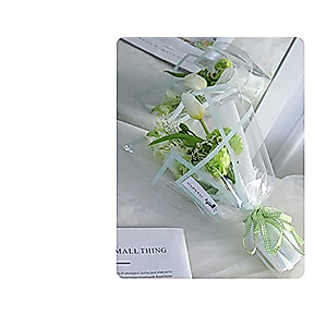 Color Border Transparent Red Flower Wrapping Paper Waterproof Waterproof Cellophane Gift Packaging Florist Bouquet Material 20 Sheets 22.8in x 22.8in