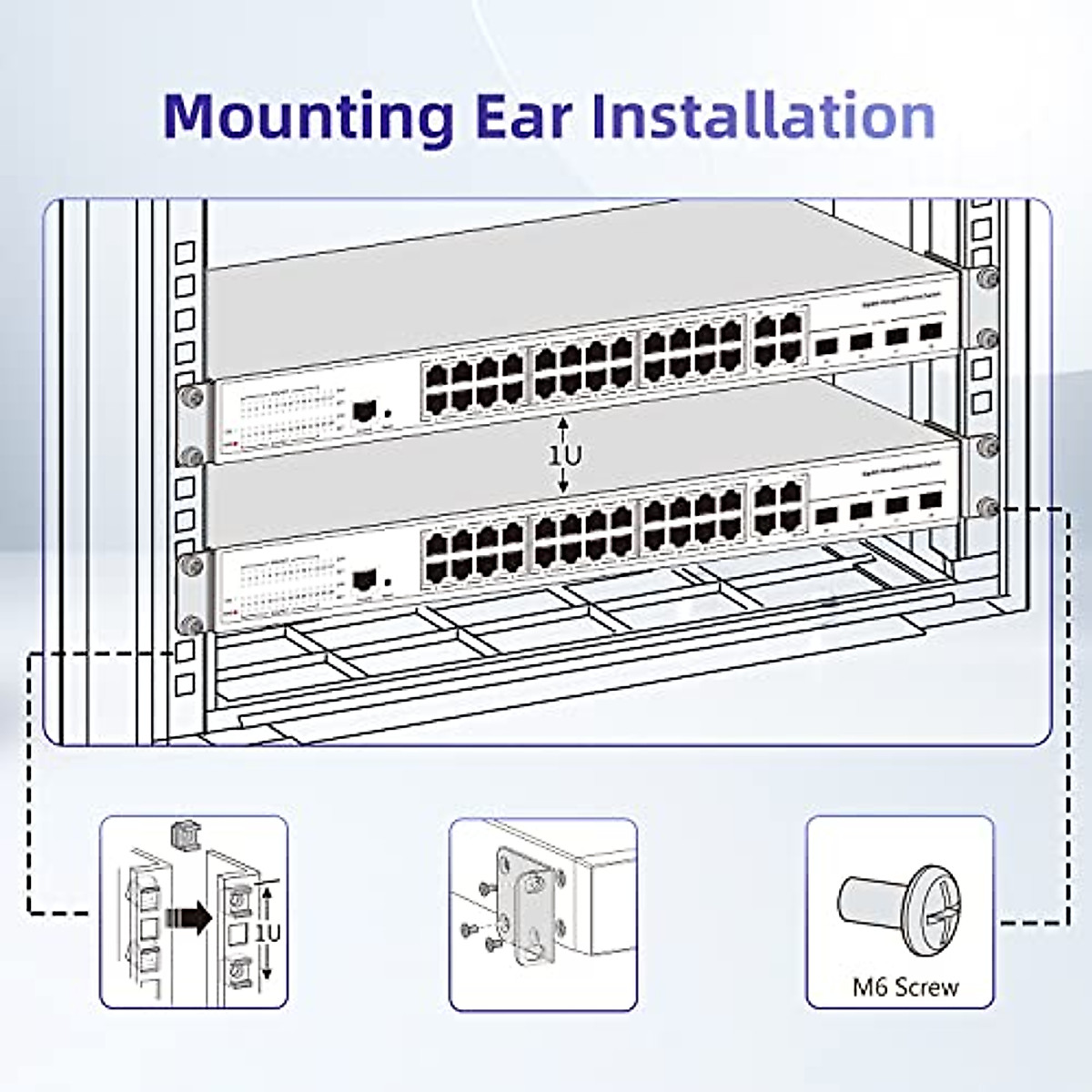 Rack Mount Kit Universal Adjustable 19 Inch Rack Ears for HP/ProCurve/Aruba/OfficeConnect/HPE and Other Switches