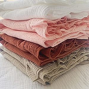 JH-YiSheng Cotton Ruffle Baby Blanket 2layers, Baby Muslin Swaddle Blankets, Infant Toddler Soft Reversible Throw Blanket,Crib Blanket with Solid Color 35 Inchesx35 Inches (White)