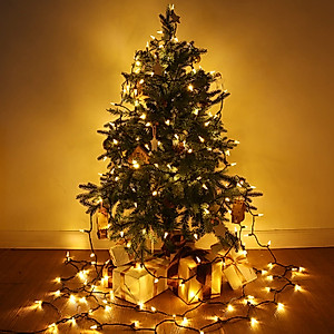 Joomer Warm white LED Christmas Lights Outdoor, 66ft 200 LED Mini String Lights 8 Modes Timer Twinkle Fairy Lights Connectable Waterproof for Indoor Outdoor Home Garden Party Xmas Decoration