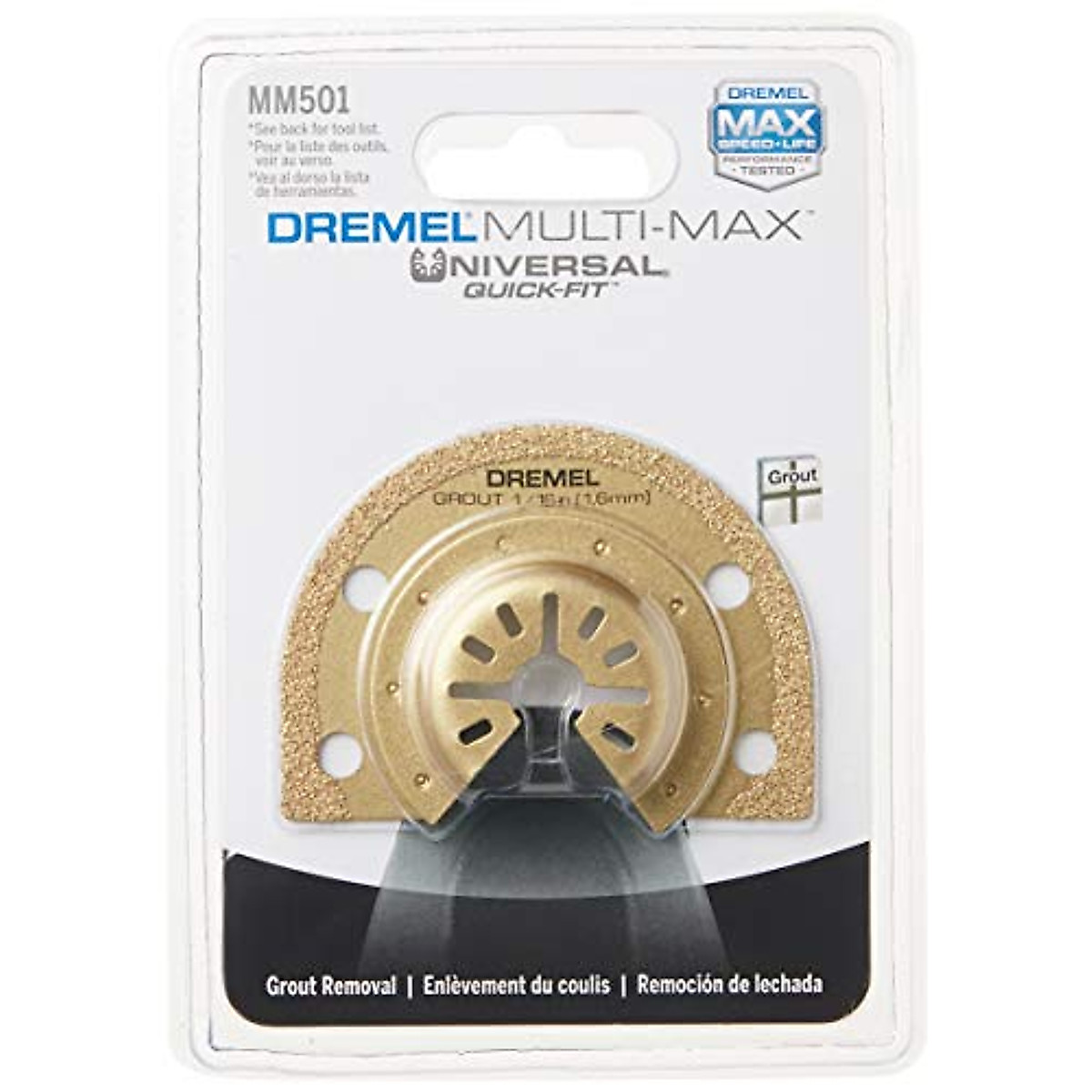 Dremel MM501 1/16-Inch Oscillating Multitool Blade for Grout Removal, Fast Cutting Carbide Accessory - Universal Quick- Fit Interface Fits Bosch, Makita, Milwaukee, and Rockwell