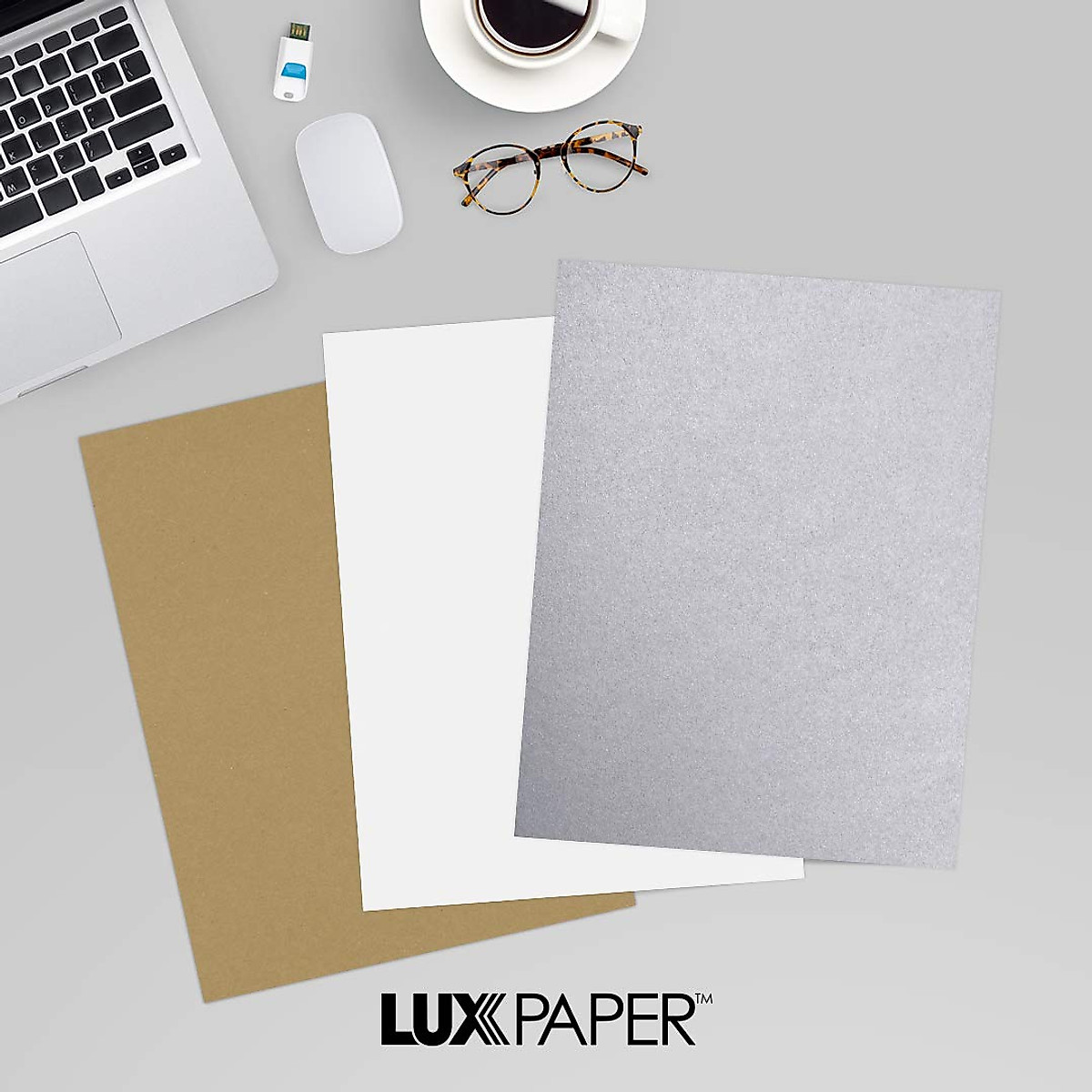 LUXPaper 8.5" x 11" Paper | Letter Size | Silver Metallic | 80lb. Text | 50 Qty