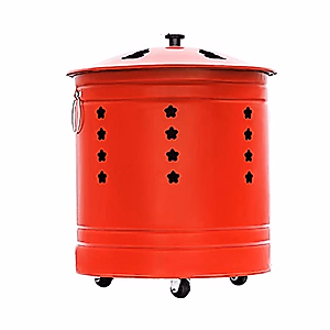 JNYB Burning Barrel 1set Small Garden Furnaces Incinerator Bin Galvanised Metal Incinerator Fire Burning Bin with Cover, Can Burn Garbage, Paper, Leaves,29.5x34.5cm