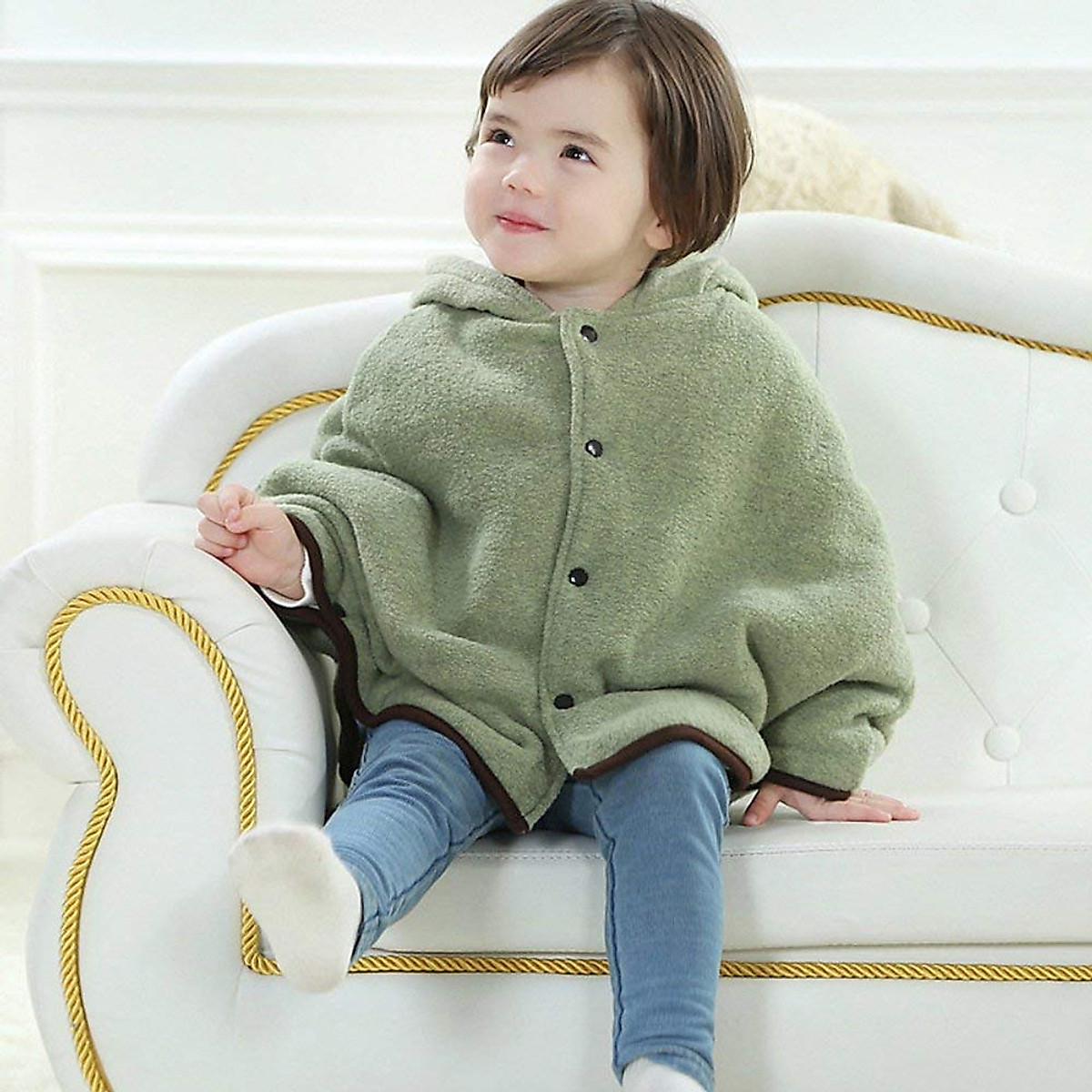 Frog Hood Carseat Poncho for Kids - Fleece Hooded Wool Cape Coats for Toddlers