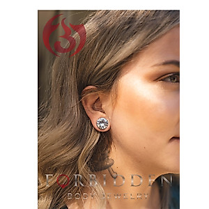 3mm (8GA) Surgical Steel Screw Fit CZ Center Tunnel Plug Earrings (2pcs)