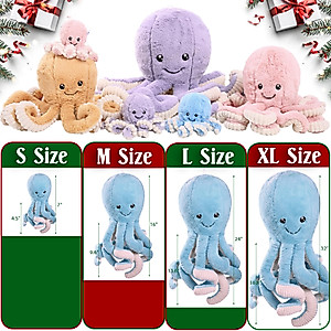 DENTRUN Octopus Stuffed Animals, Giant Octopus Plush Doll Play Toys for Kids Girls Boys Adults Birthday Xmas Halloween Present Stuffed Sea Animals Plushie, 7/16/24/32 Inches, 5 Colors