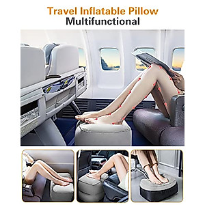 Sunany Inflatable Foot Rest Pillow for Travel, Kids/Adults Airplane Travel Pillow-Adjustable Height Cushions,for Kids to Sleep While Traveling,Suitable for Office, Home and Any Travell (1 Pack)