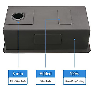 33 Black Undermount Workstation Kitchen Sink, Scamall 33 X 19 X 10 Inches 16 Gauge Nano Black Stainless Steel Single Bowl Workstation Kitchen Sink With Offset Drain SML006SBG