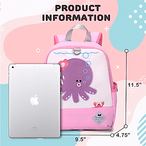 Beatrix New York - Toddler & Kids 11.5" Backpack Bag with Removable Leash for Girls & Boys (DINOSAUR), Ideal for Preschool & Kindergarten Back to School