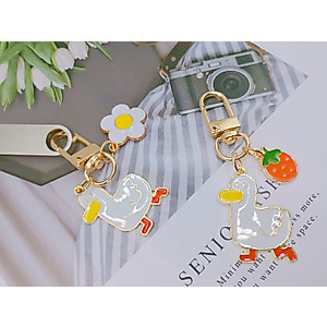 Meefisher 2 PCS Cute Keychain Kawaii Duck Aesthetic Key Ring Keychains Charm Accessories for Backpack U Disk Decor Bag, Birthdays, Jewelry gifts