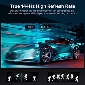 UPERFECT Portable Monitor 2K 144Hz 16.1", Portable Gaming Monitor for Laptop 2560x1440P QHD FreeSync HDR Ultra Slim, External Second Screen for PC Phone Game Console with Cover Stand
