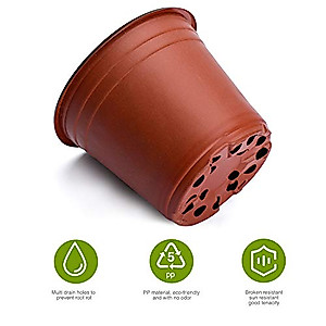 Delxo 50 Pcs 6 Inch Plants Nursery Pots Reusable Plant Seeding Nursery Pot Waterproof Plastic Pots Seed Starting Pots
